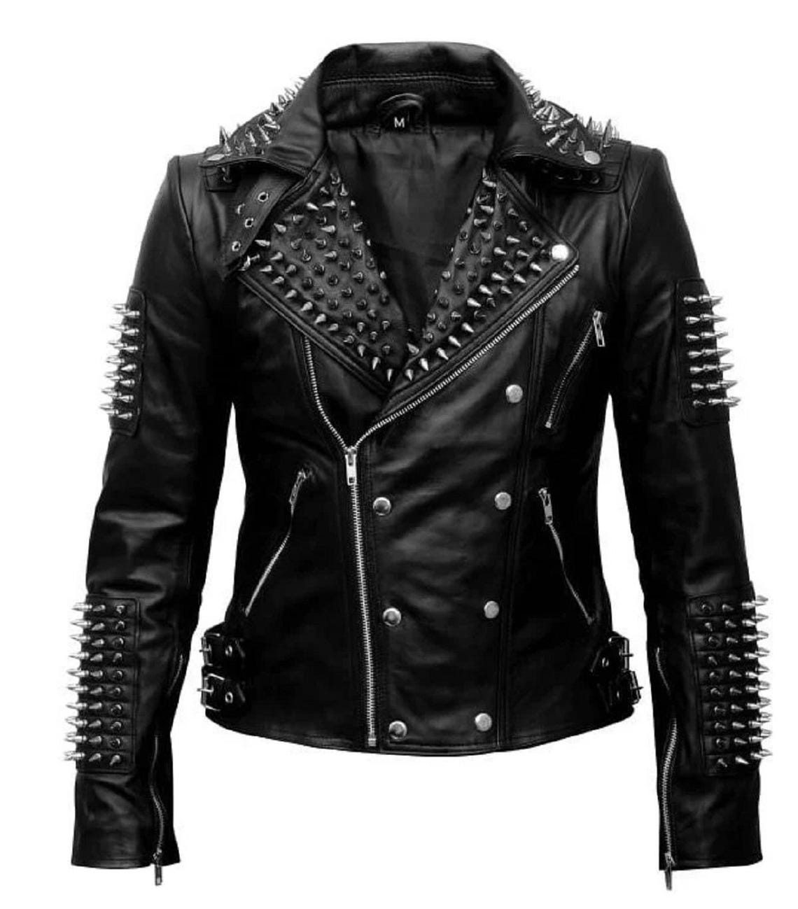Rivets Style Motorcycle Gang Jacket, Spikes Studs Steampunk Gothic ...