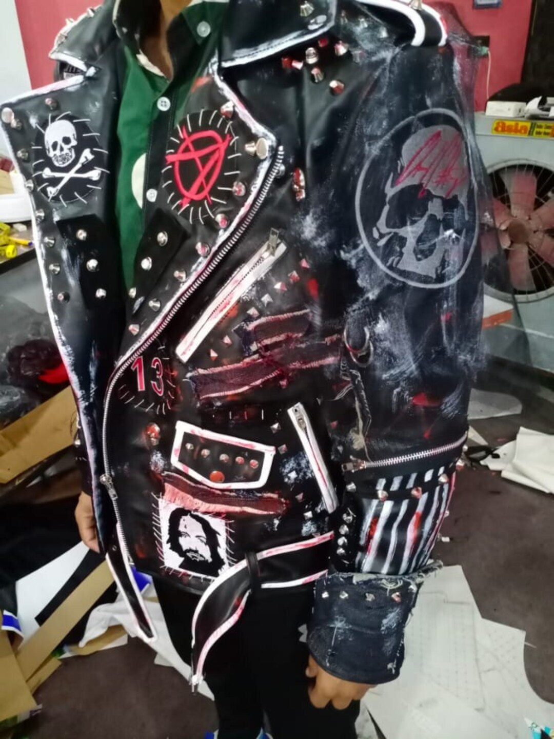 Standout Piece Rock Star Jacket, Silver Studs Punk Style, Biker's ...