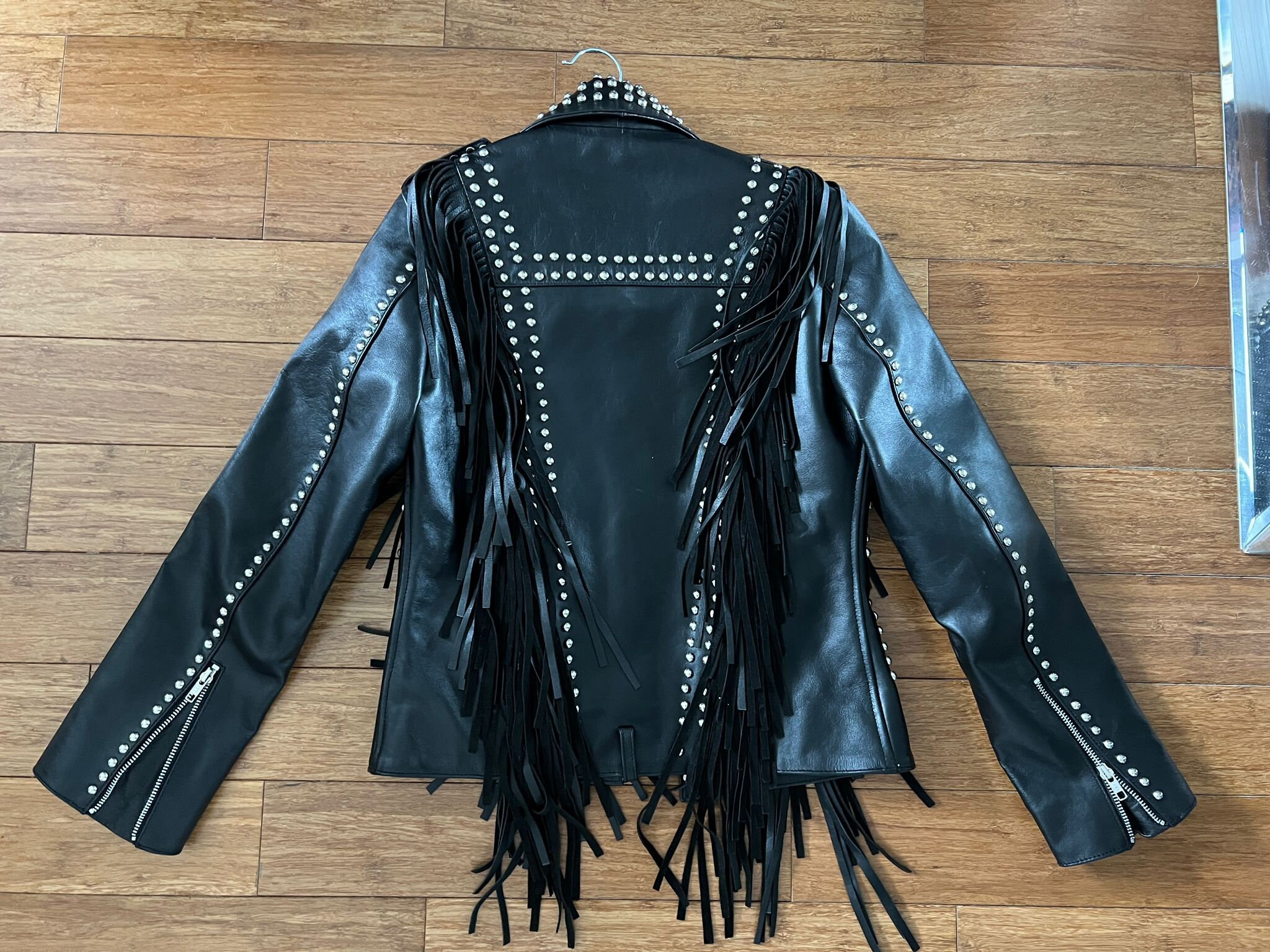 Custom Fringed Leather Biker Rocker, Studded Gothic Rivets Jacket - Etsy