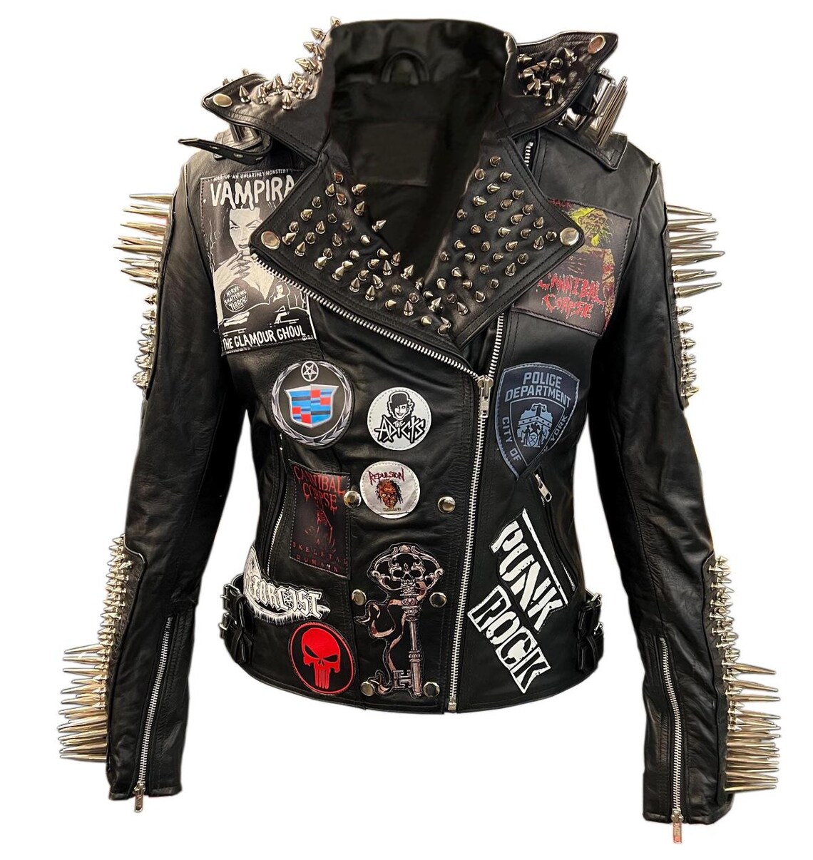 Handcrafted Cowhide Leather Steampunk Gothic Jacket With Patches and ...