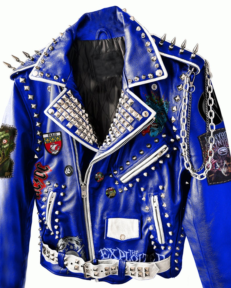 Motorcycle Men Steampunk Gothic, Metal Chain Punk Street Patches Jacket ...