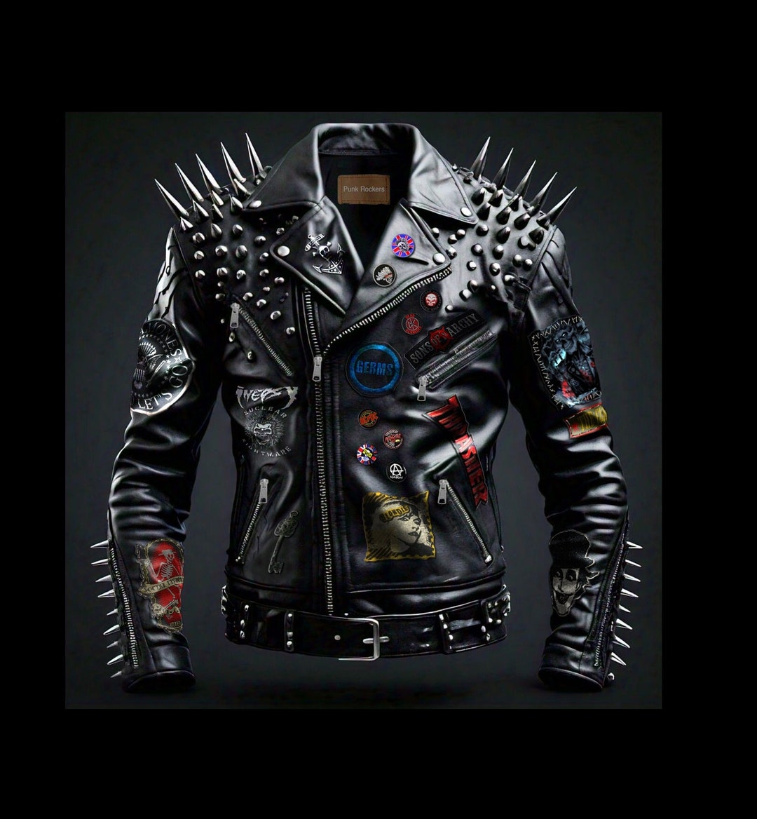 Steampunk Spikes Style , Punk Rocker Leather Jacket, Cyberpunk Heavy ...