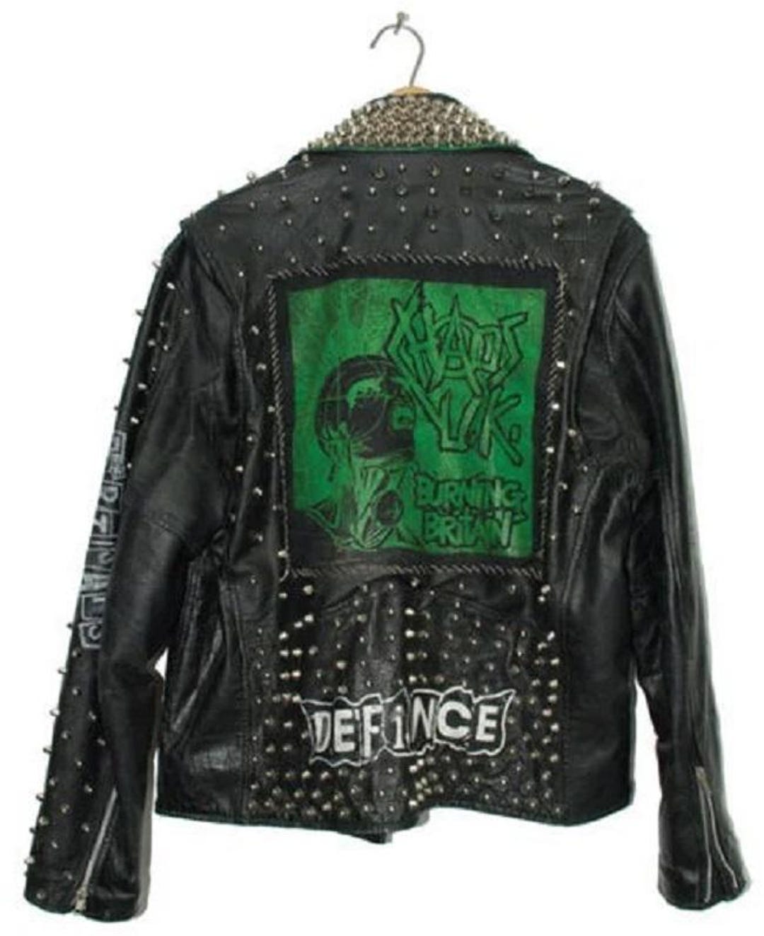 Punk Rivets Studded Handmade Patches Leather Jacket - Etsy