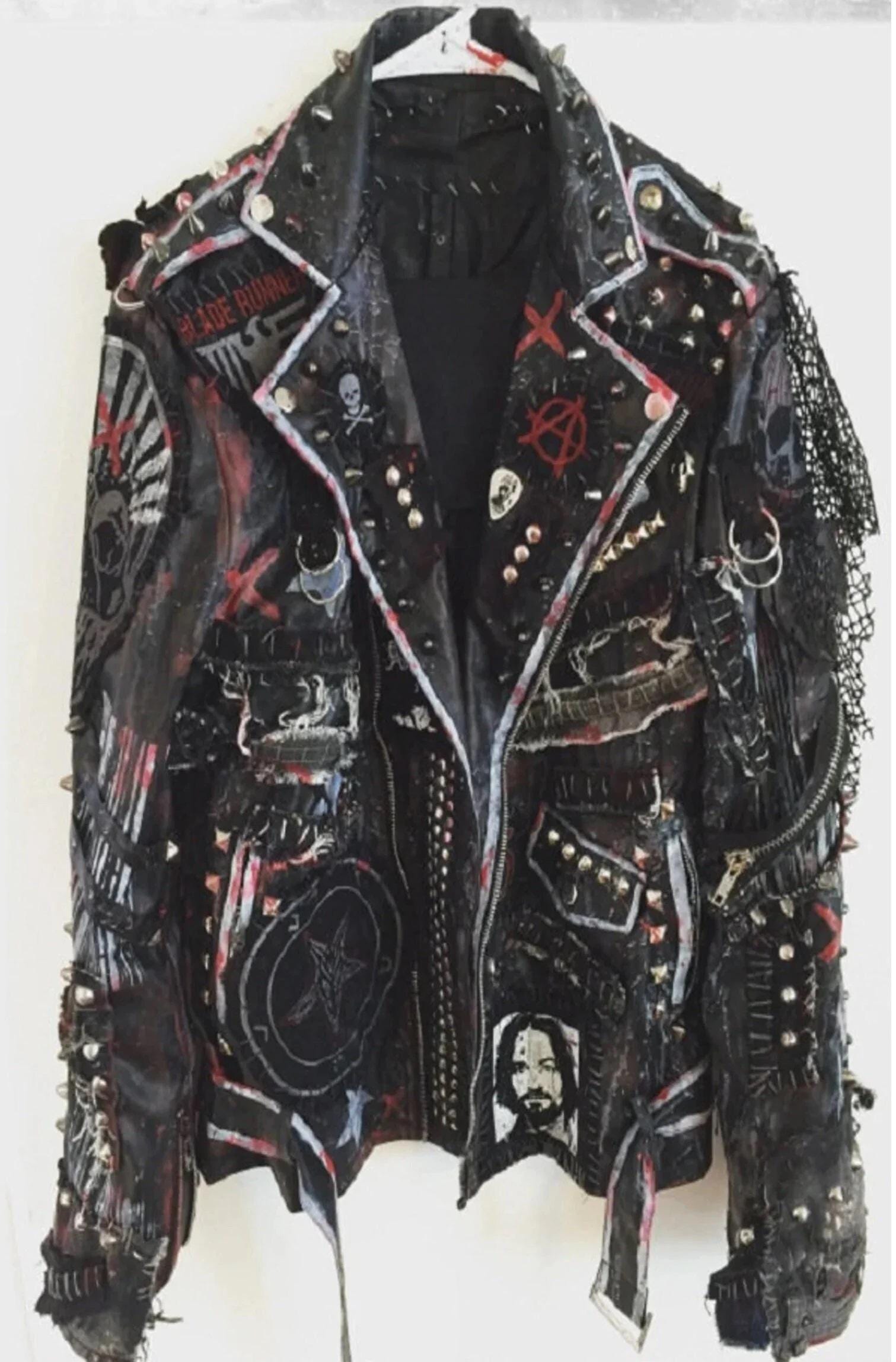 Women Patches Edge Leather Jacket, Rocker Punk Studs Style - Etsy