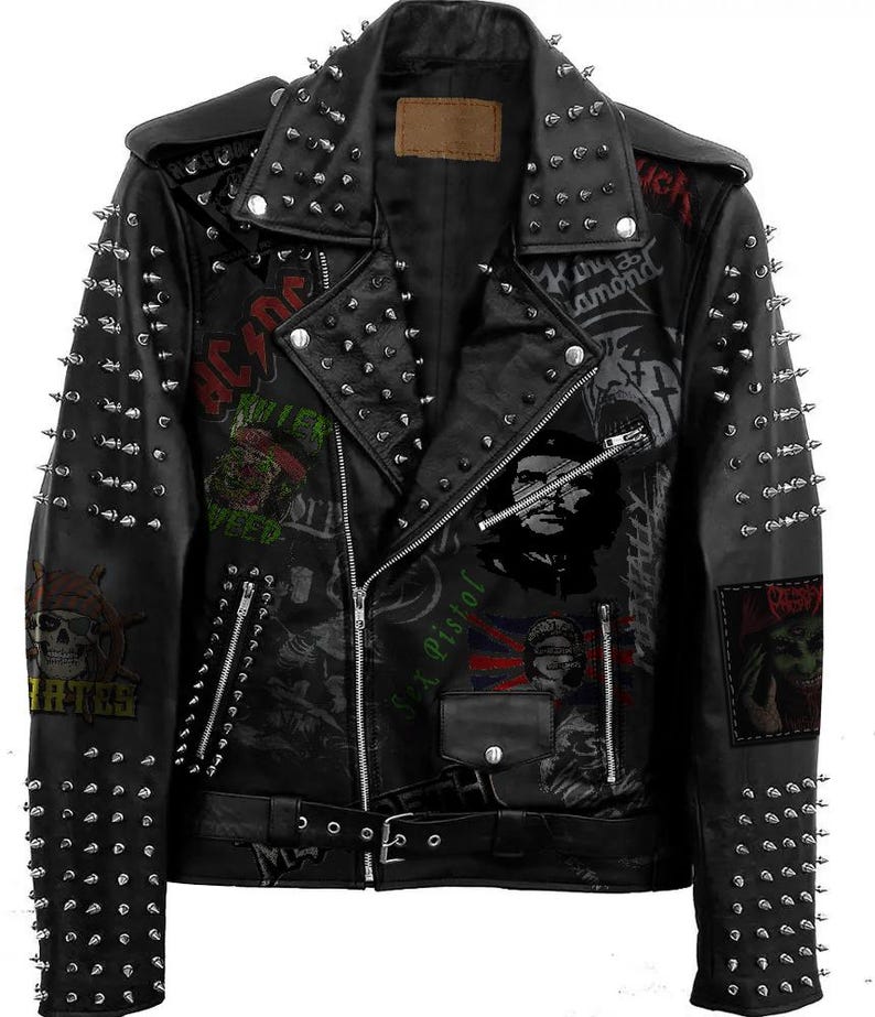 Shadow Weaver Silver Spikes Men Punk Rock Gothic Patches Motorbike ...