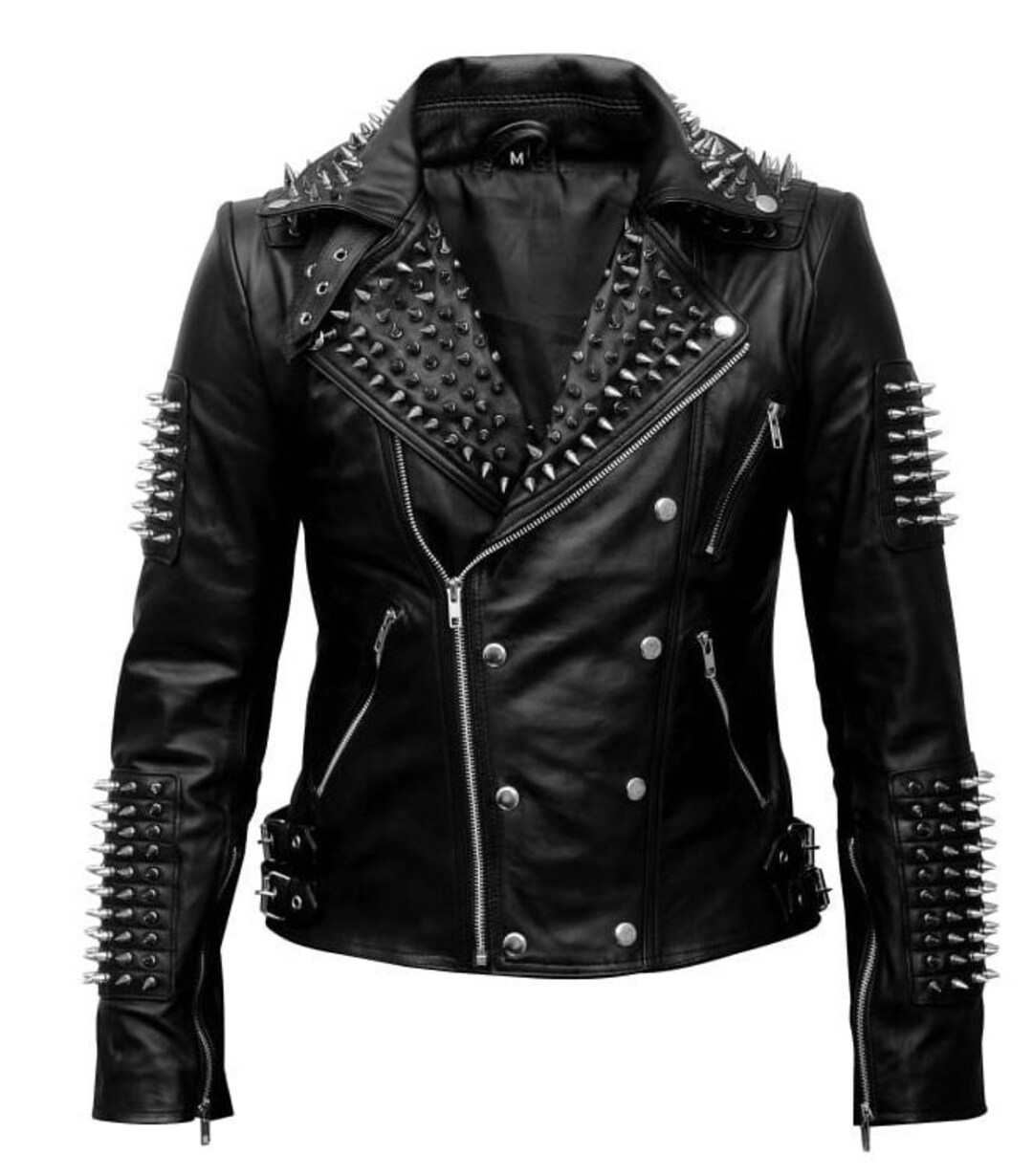Rivets Style Motorcycle Gang Jacket, Spikes Studs Steampunk Gothic ...
