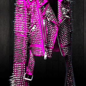 Heavy Metal Spikes Purple Jacket, Brando Leather Gothic Jacket ...