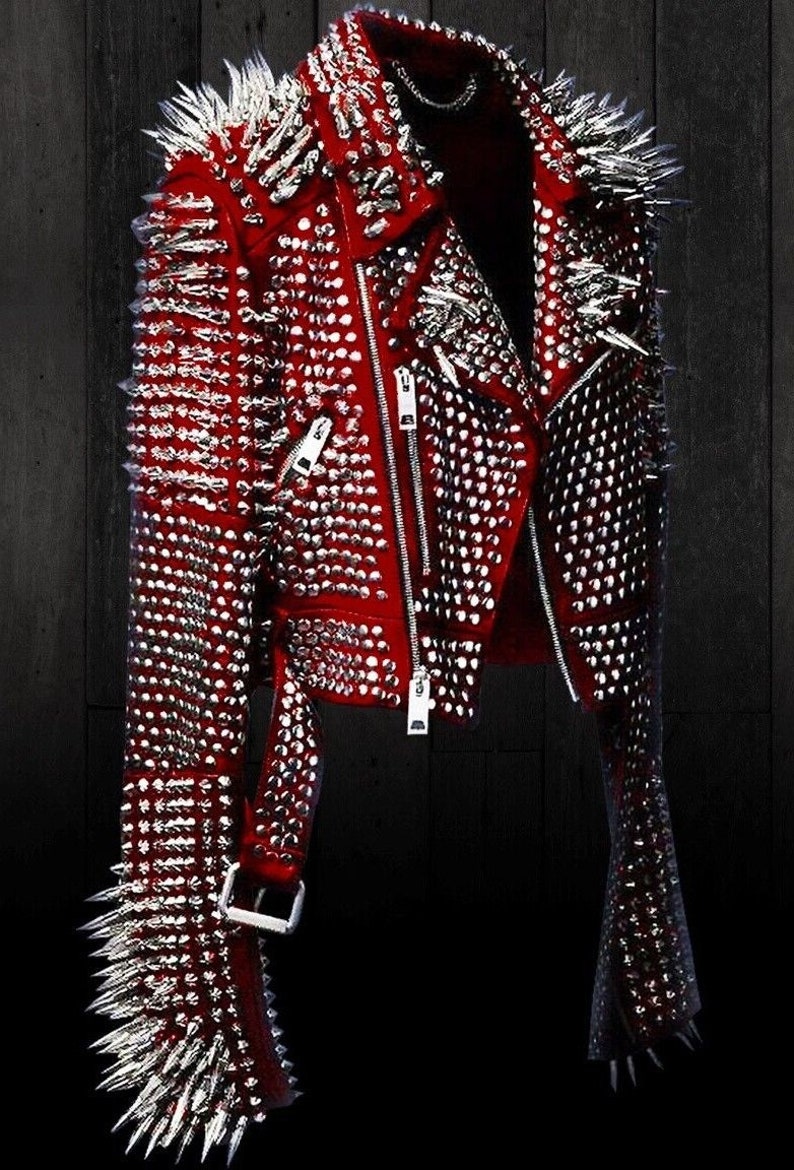 Heavy Spiked Studs Rocker Gothic Leather Jacket - Etsy