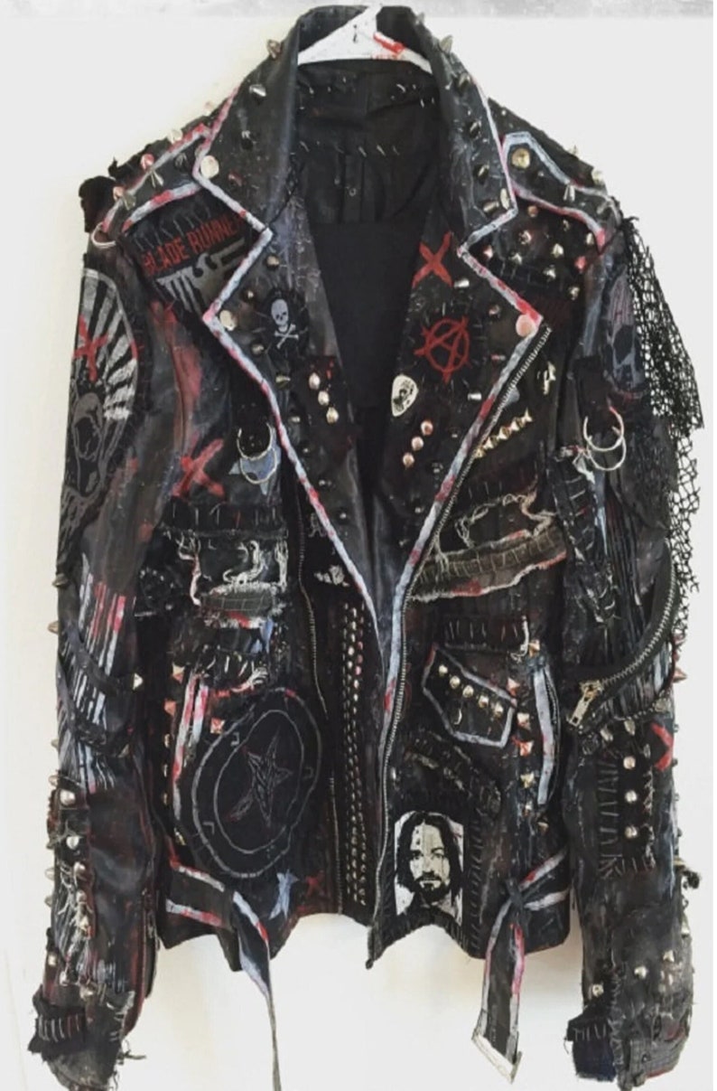 Women Patches Edge Leather Jacket, Rocker Punk Studs Style - Etsy