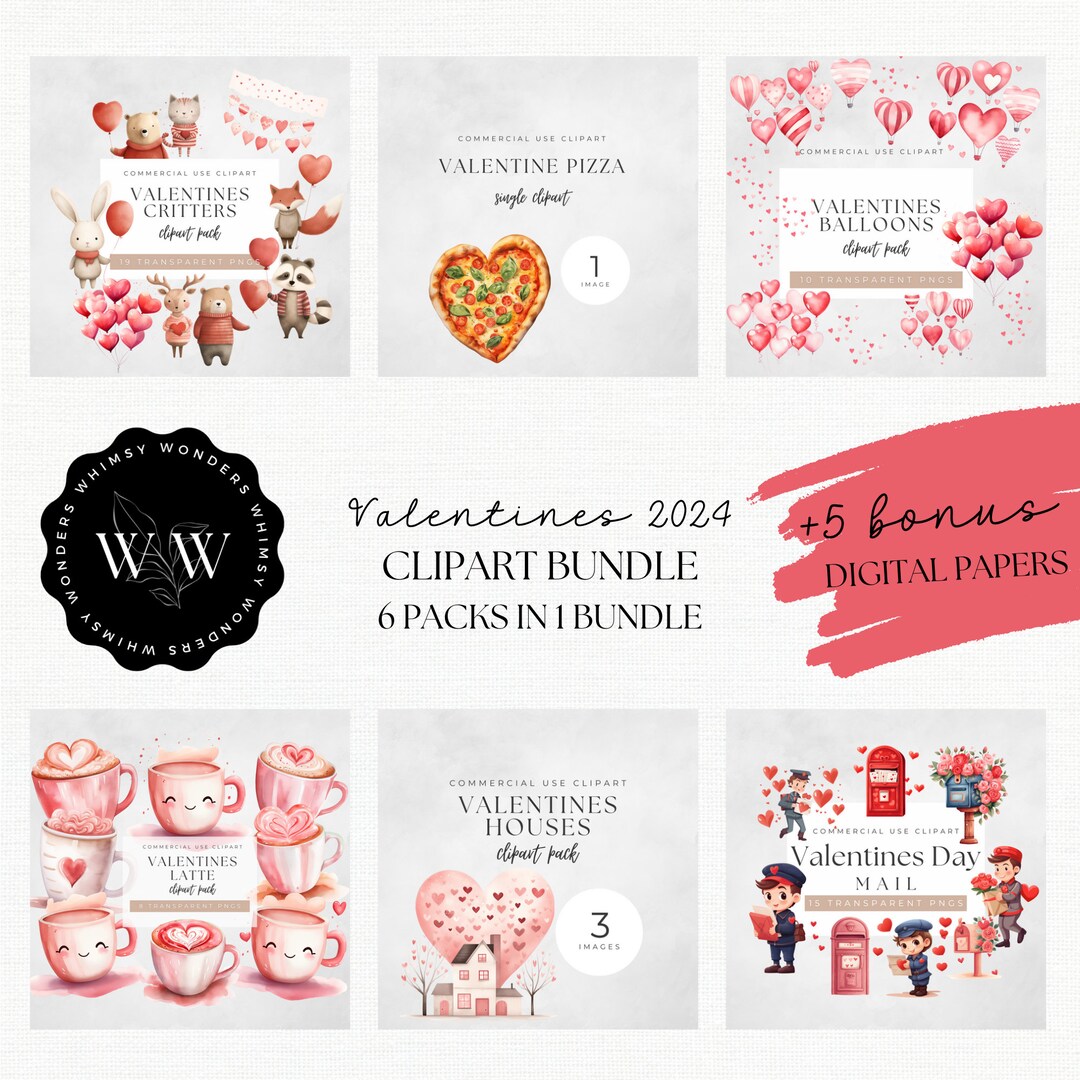Valentines Mega Clipart Bundle Png Love Png Designs Love Day Valentine ...