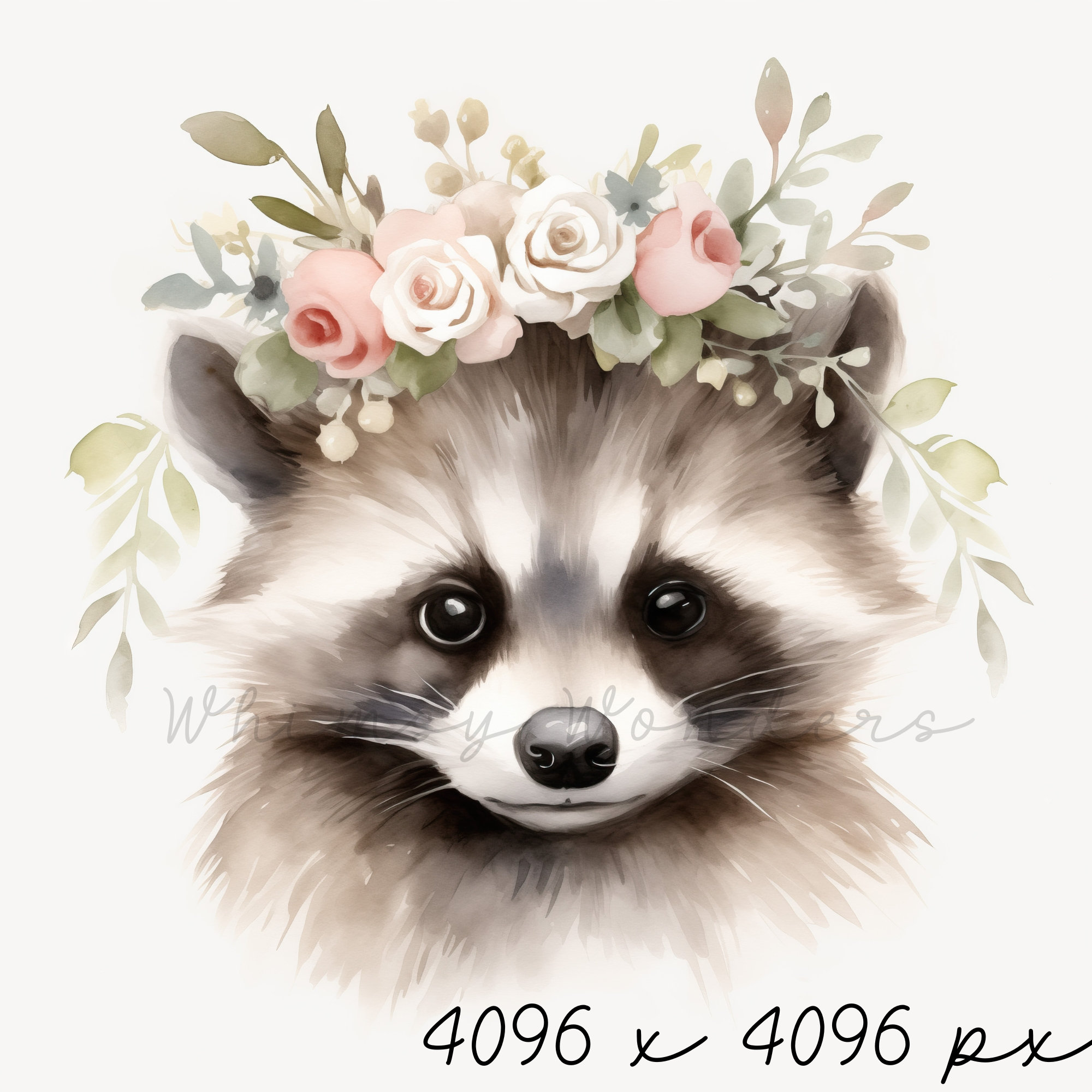 10 Animals Wearing Flower Crowns JPEG Watercolor Clipart Bundle Cute ...
