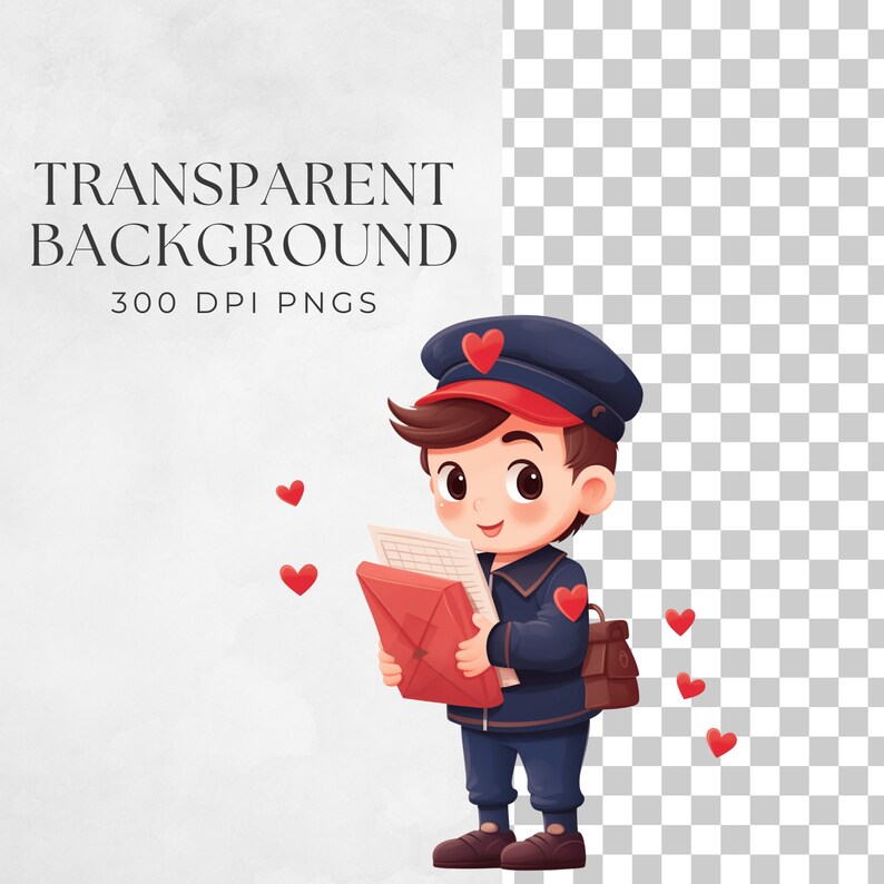 Cute Valentines Mailman Clipart Postal Worker Clipart Vintage Retro ...