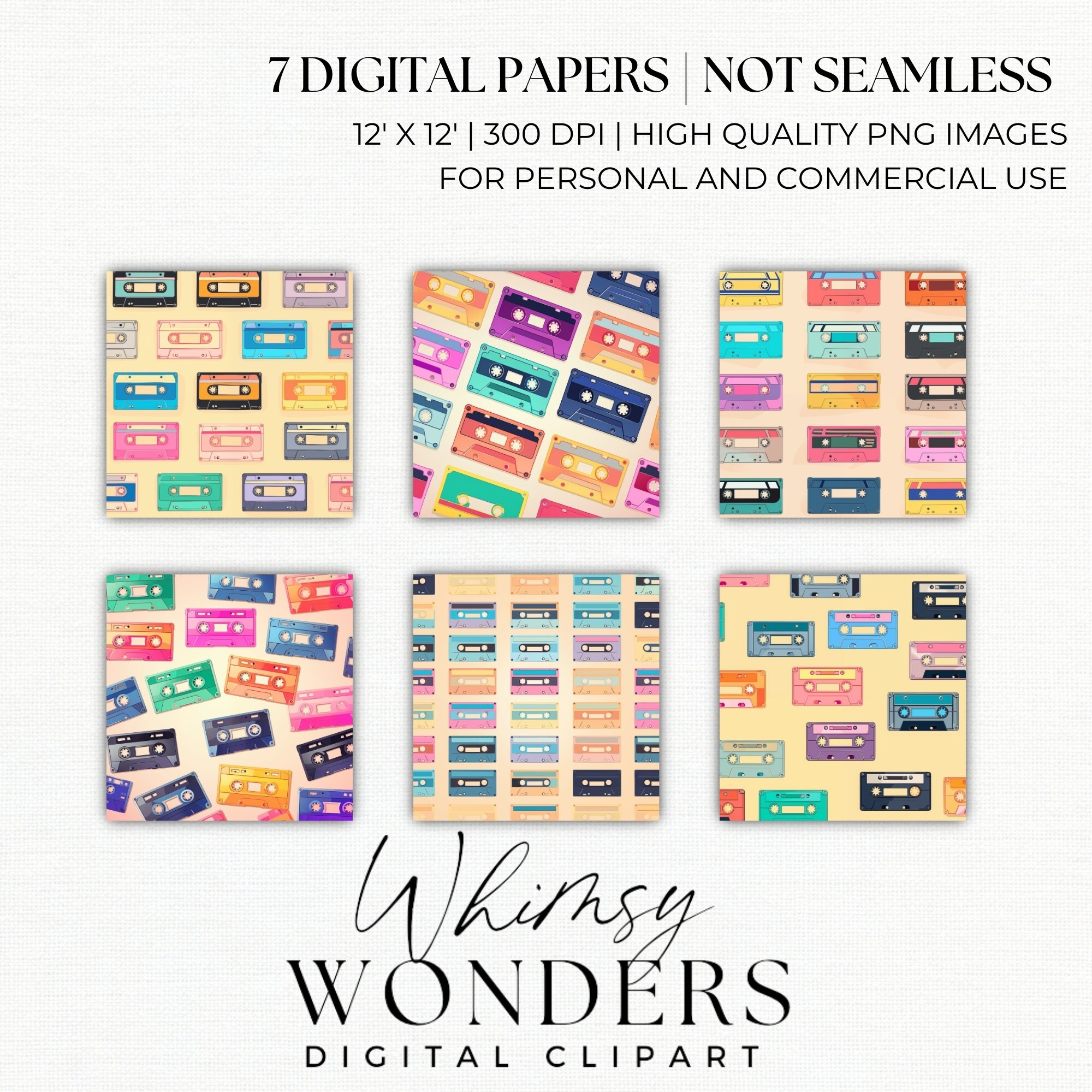 Digital Papers 90s Cassettes Digital Paper 90S Colorful Papers Eighties ...