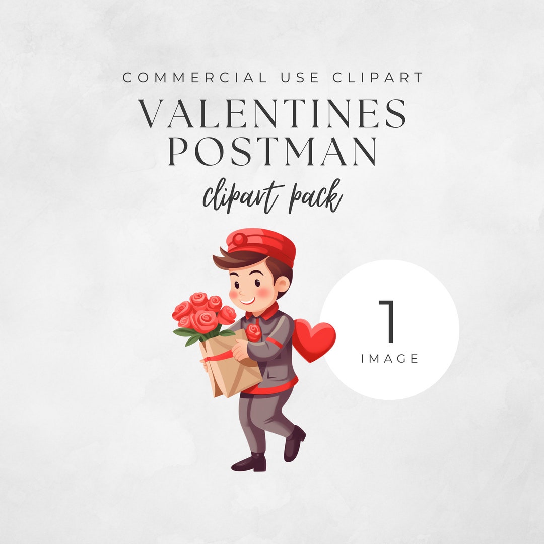 Cute Valentines Mailman Clipart Postal Worker Clipart Vintage Retro ...