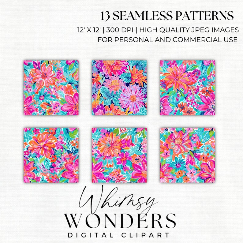 Preppy Flowers Seamless Pattern Spring Botanical Print Preppy Floral ...