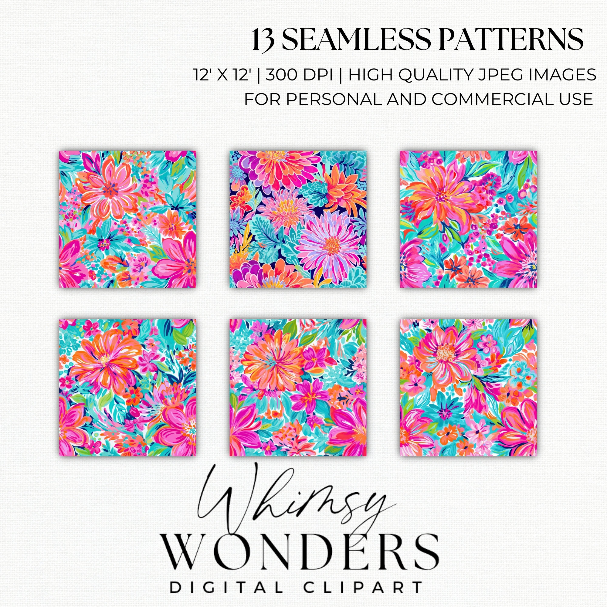 Preppy Flowers Seamless Pattern | Spring Botanical Print | Preppy ...