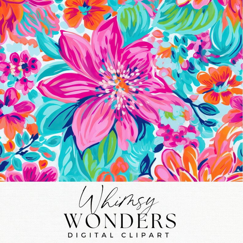 Preppy Flowers Seamless Pattern Spring Botanical Print Preppy Floral ...