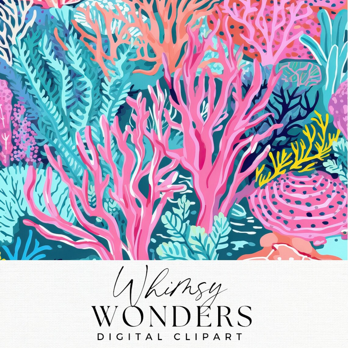 Preppy Coral Digital Paper | Preppy Ocean Pattern | Tropical Beach ...