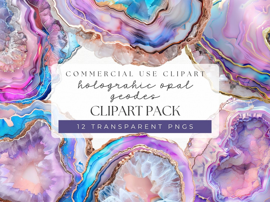 Iridescent Opal Alcohol Ink Geodes Clipart | Watercolor Agate Slices ...