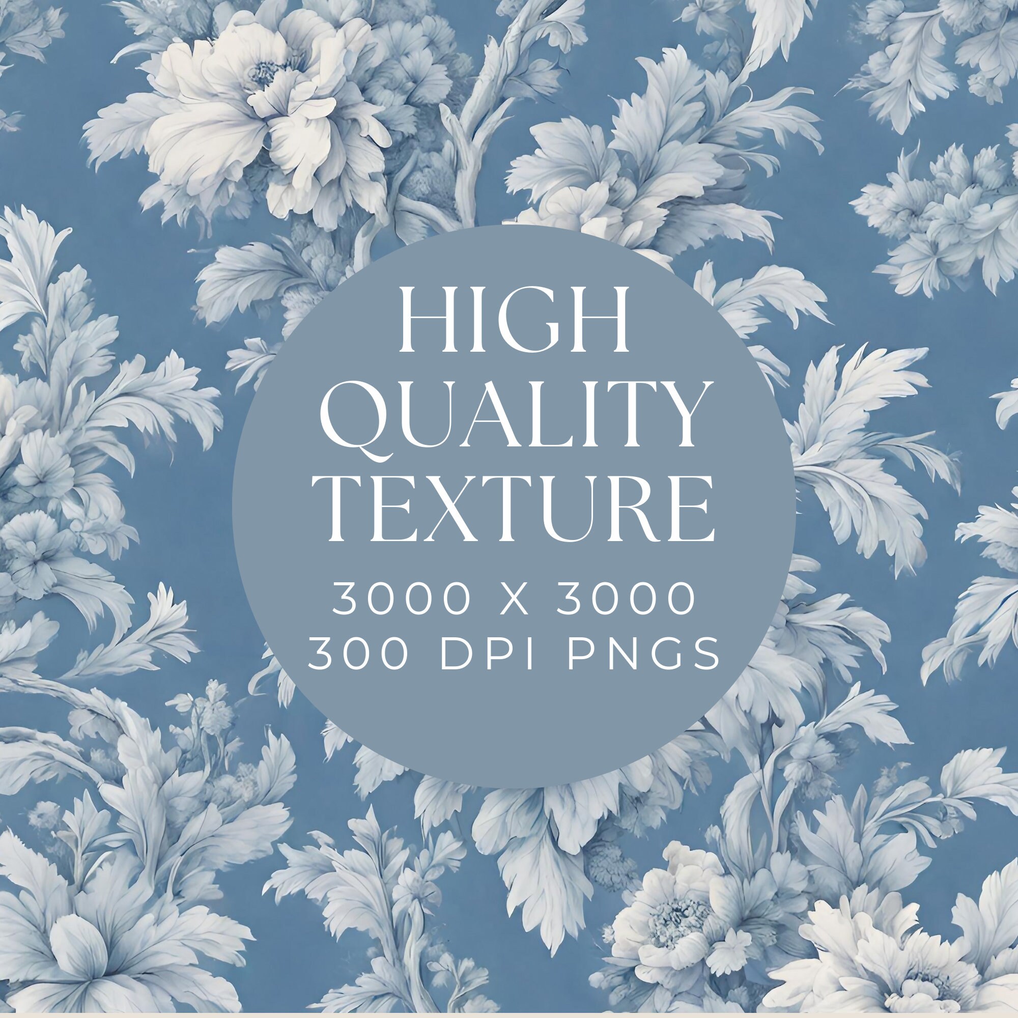 Blue Toile Digital Paper Floral Printable Paper Set Download ...