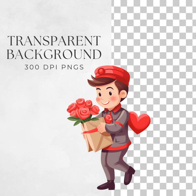Cute Valentines Mailman Clipart Postal Worker Clipart Vintage Retro ...