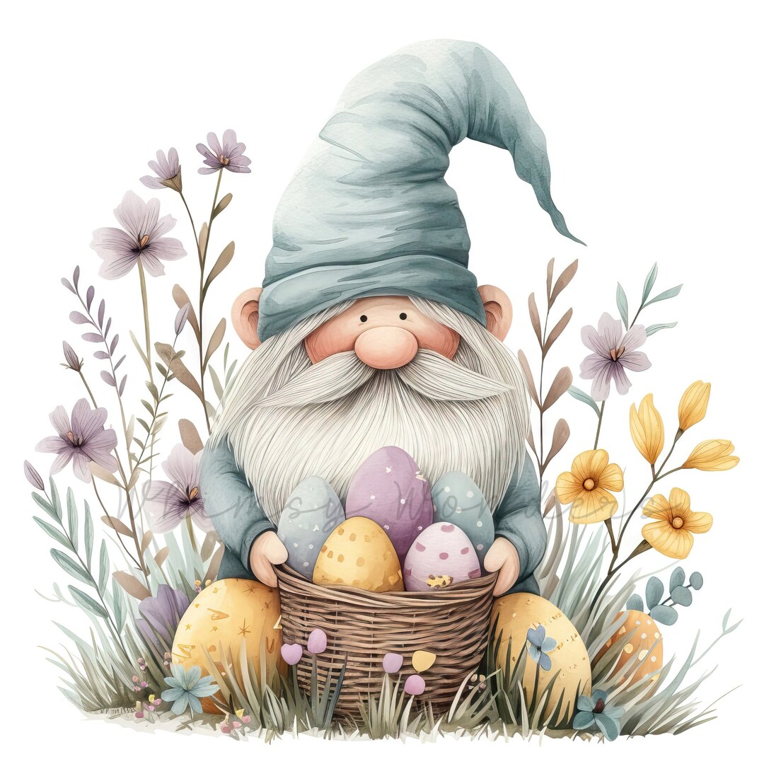 10 Spring Gnome JPEG Images | Watercolor Easter Gnome Collection ...