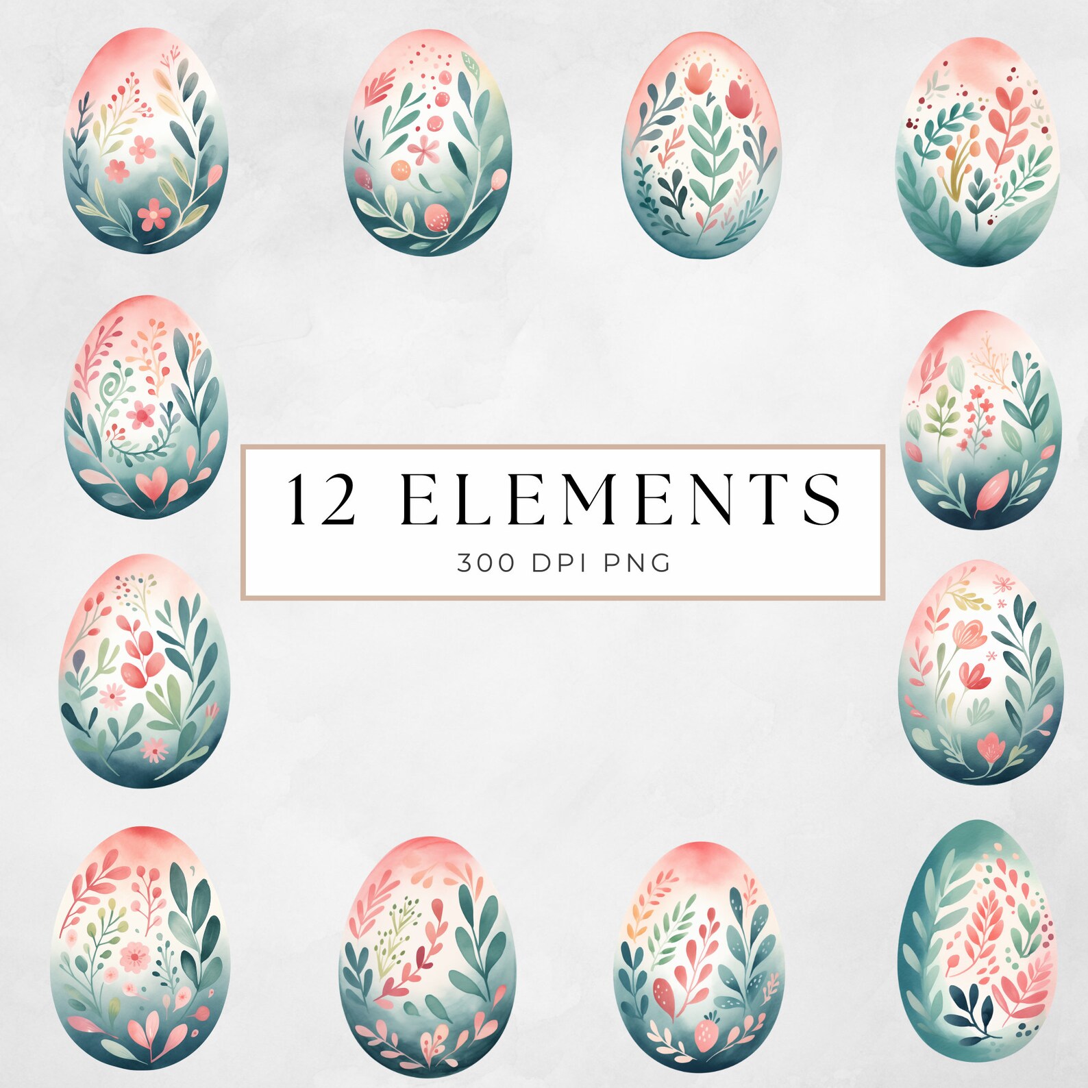 Green Easter Egg Clipart | Easter Egg Design Clipart | Floral ...