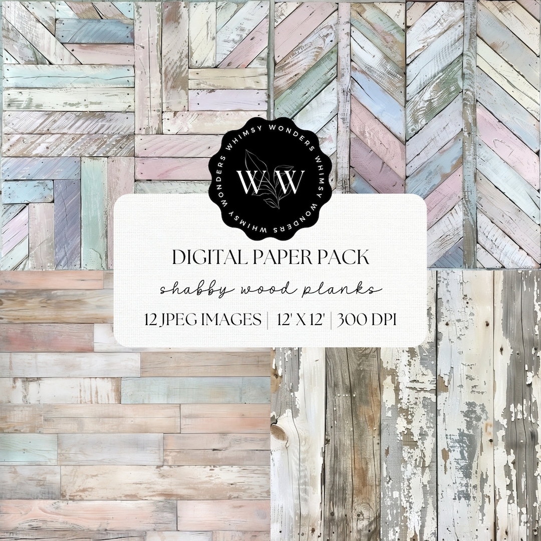 Wood Grain Planks Digital Paper | Shabby Wood Texture | Scrapbook ...
