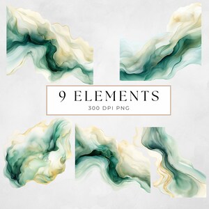 Green and Gold Agate Border | Agate Clipart | Glitter Geode Border ...