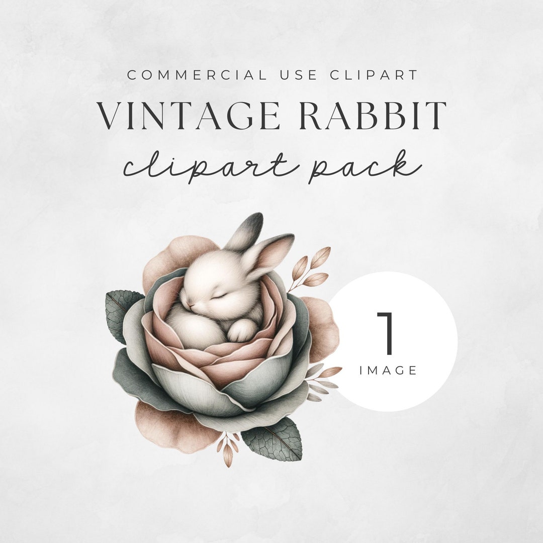 Sleeping Baby Bunny Clipart | Cute Nursery Print | Floral Bunny PNG ...