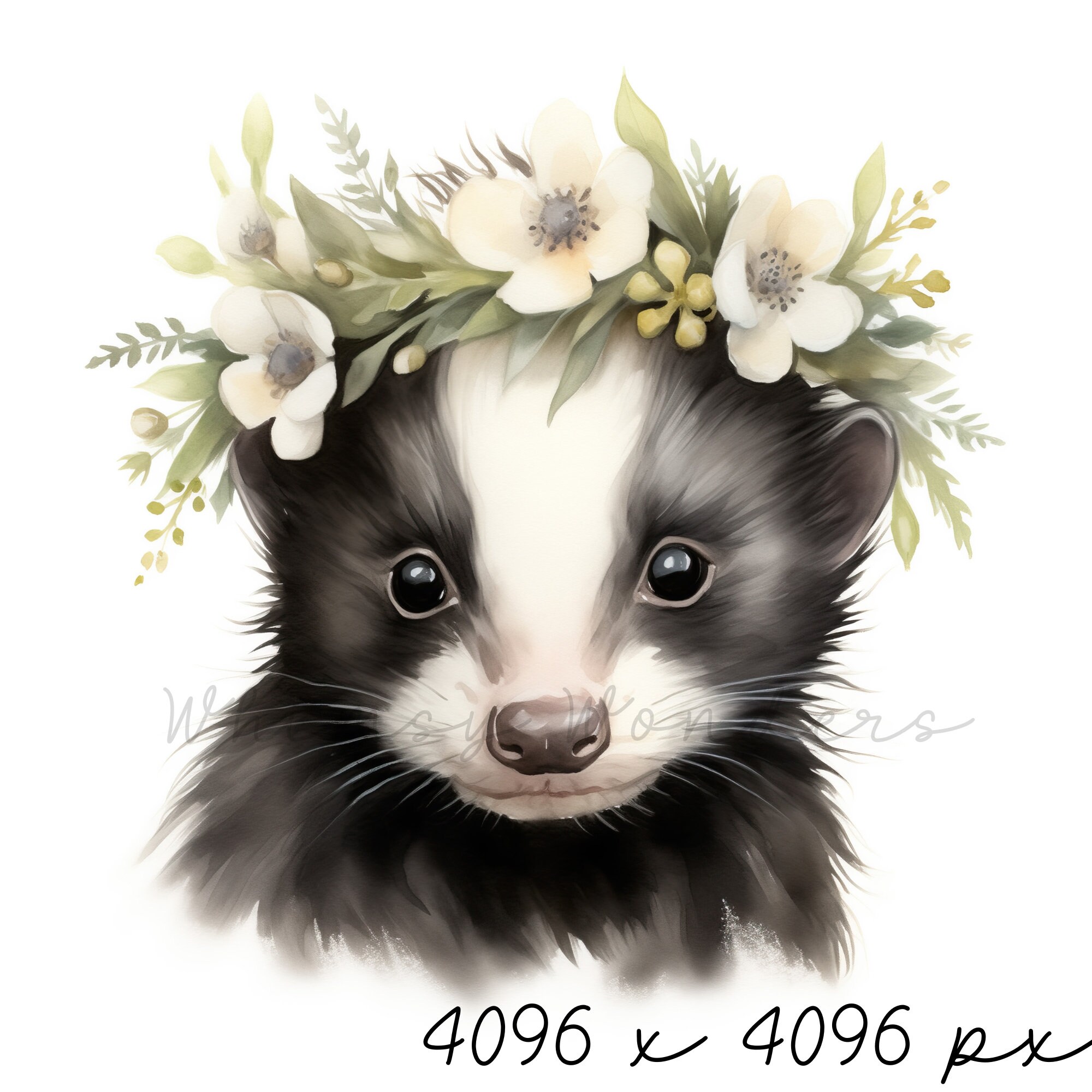 10 Animals Wearing Flower Crowns JPEG Watercolor Clipart Bundle Cute ...