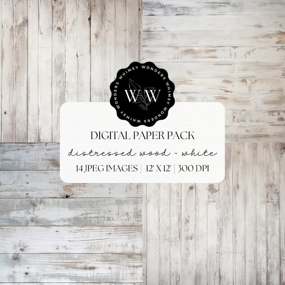 Distressed White Wood Digital Paper | White Wash Wood Pattern ...