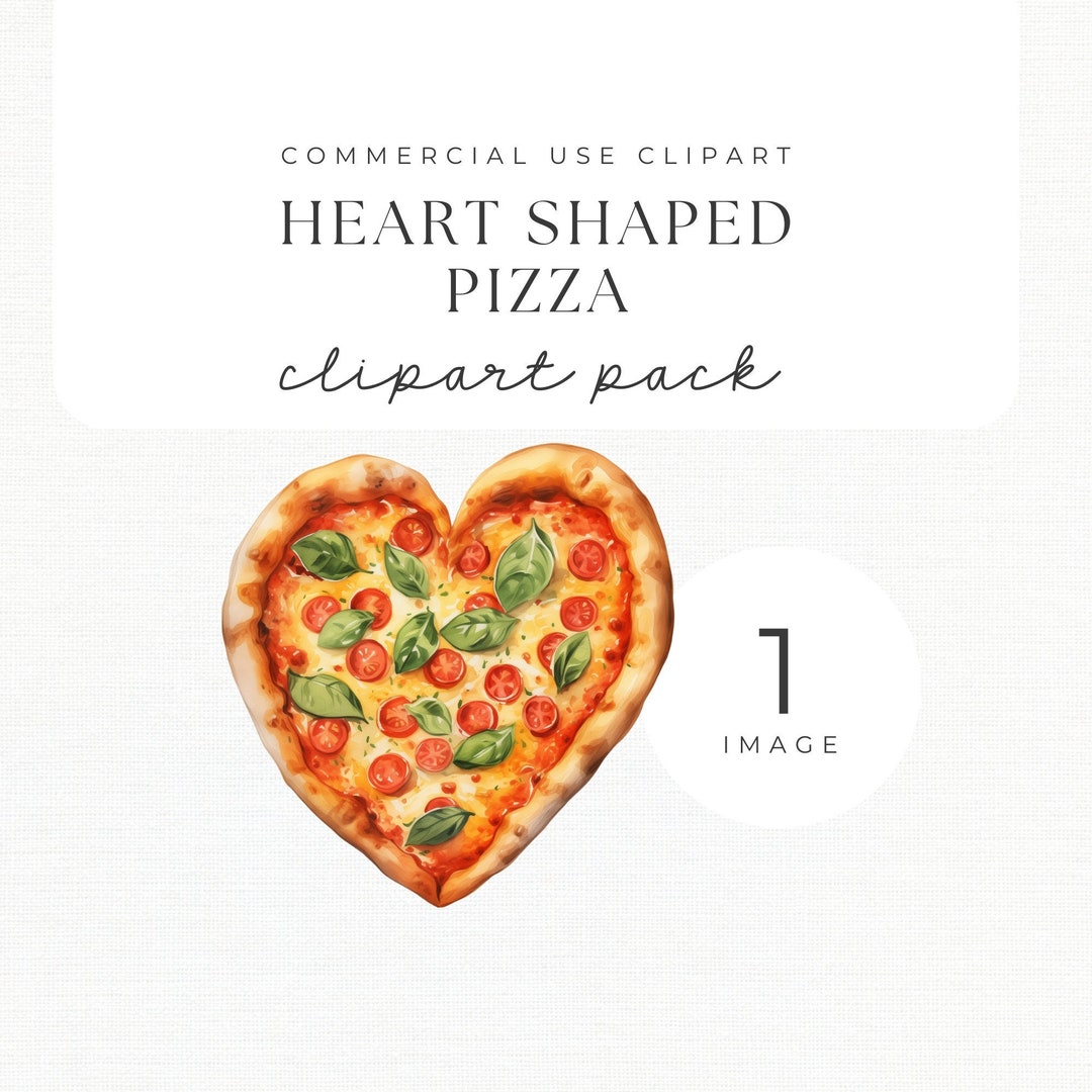 Watercolor Heart Pizza Clipart | Pizza Clipart | Cute Valentines ...