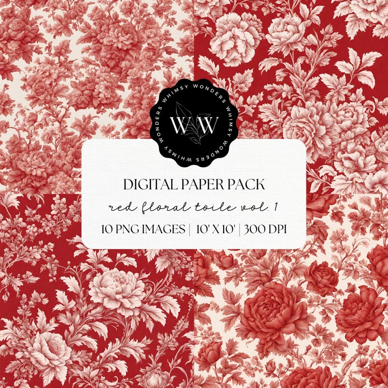 Red Toile Wallpaper - Etsy