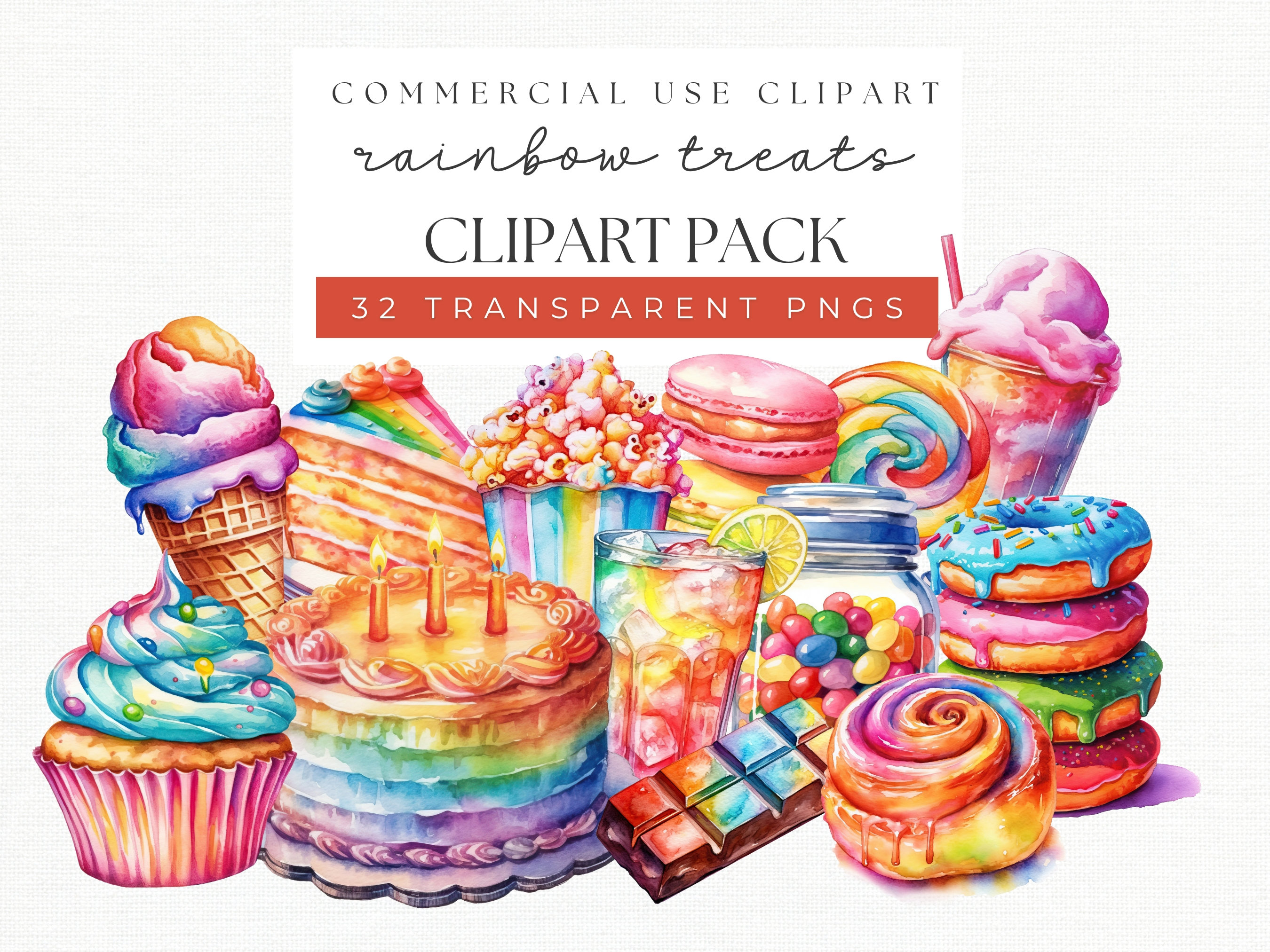 Sweet Treats Clipart Land of the Sweets Clipart Rainbow Candy Birthday ...
