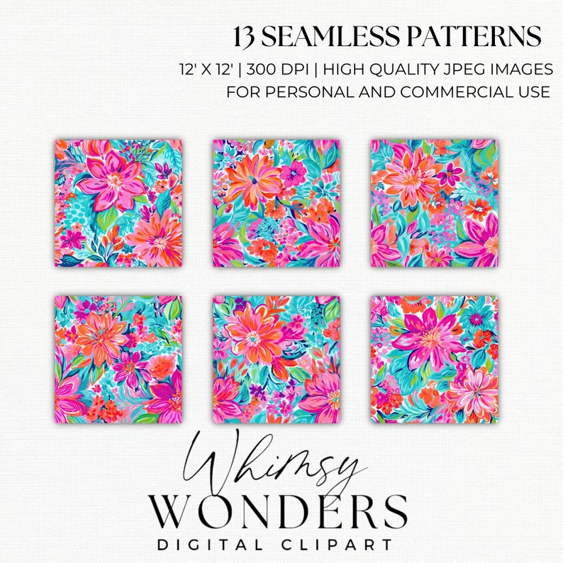 Preppy Flowers Seamless Pattern Spring Botanical Print Preppy Floral ...