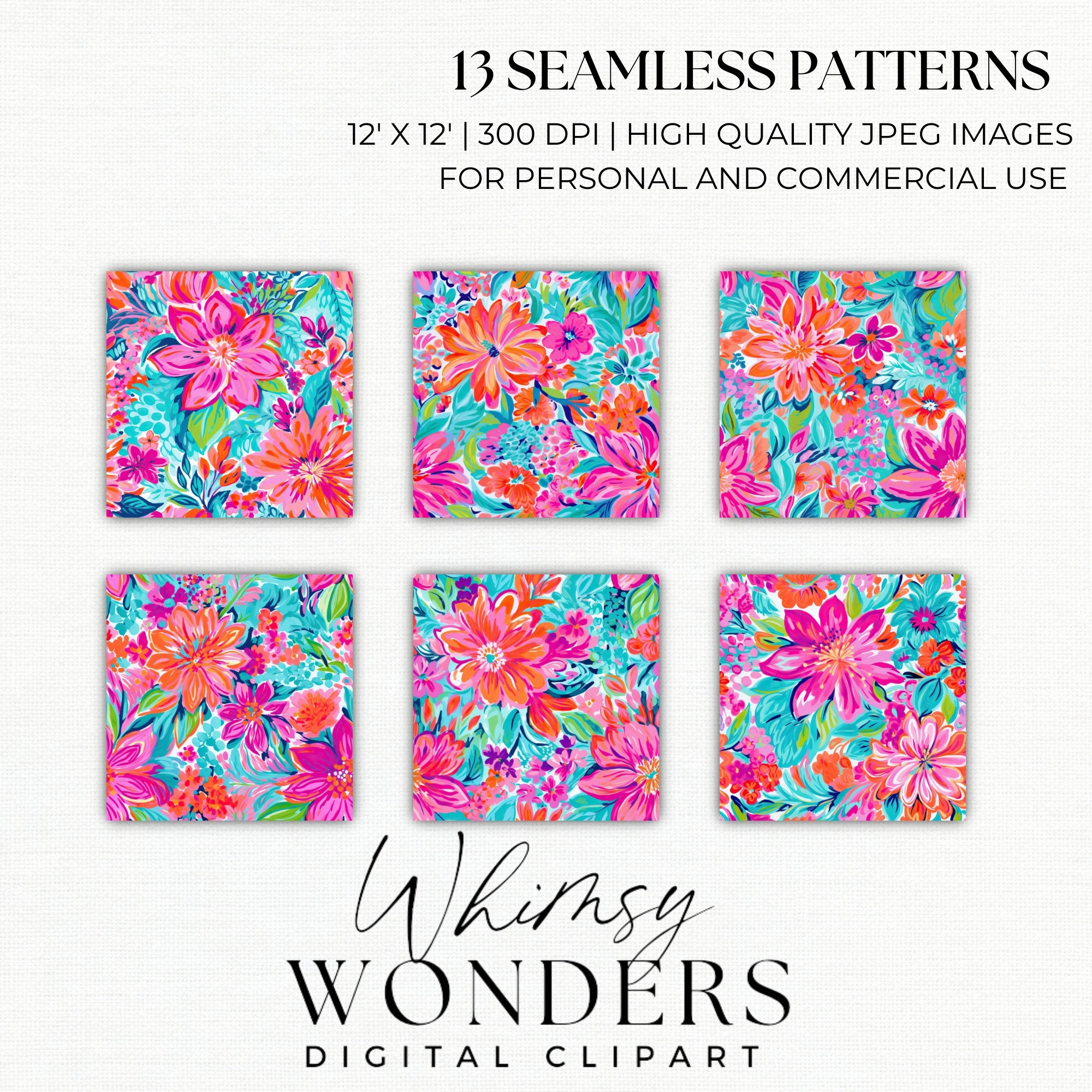 Preppy Flowers Seamless Pattern | Spring Botanical Print | Preppy ...