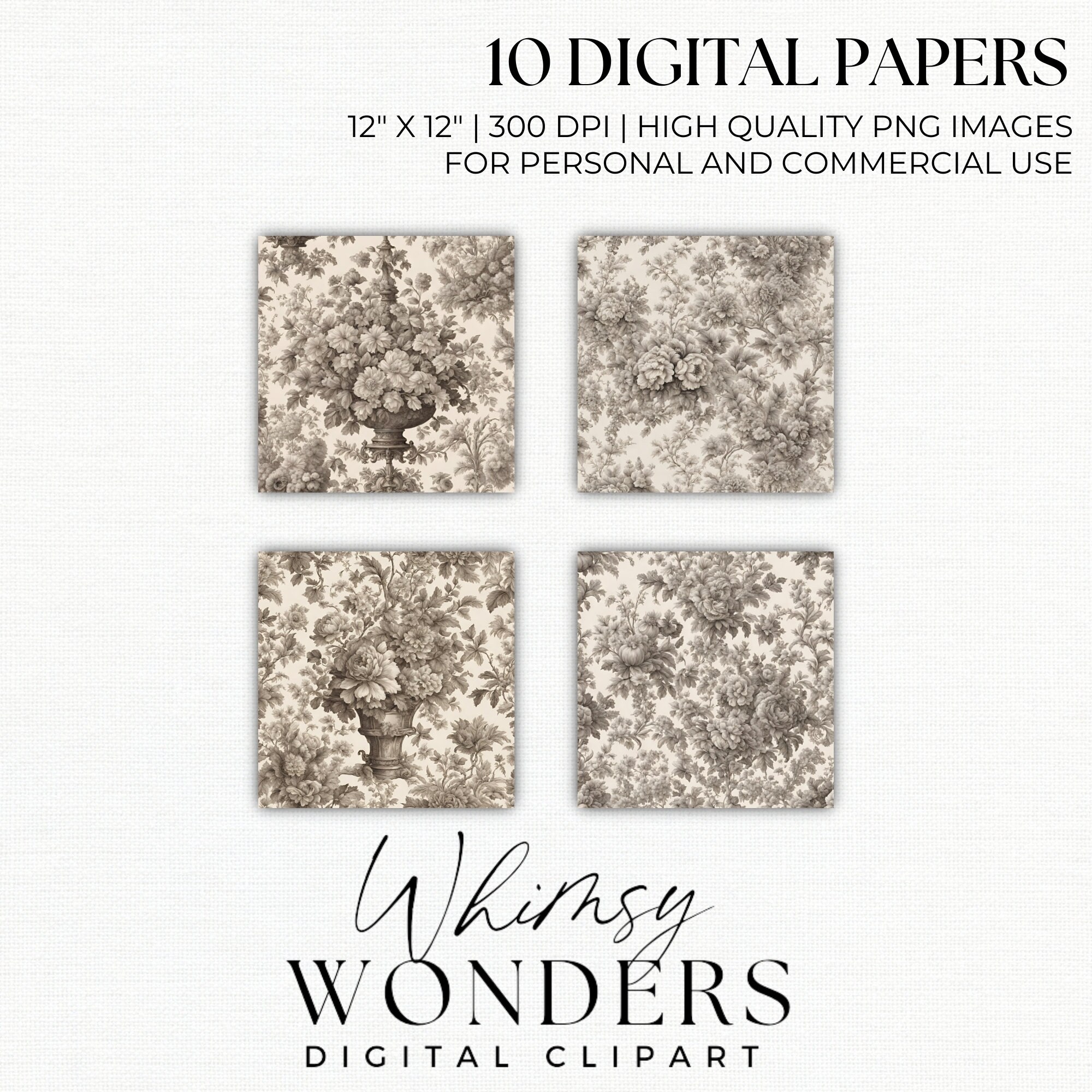 Vintage Toile Digital Paper Instant Download Neutral Toile De Jouy ...