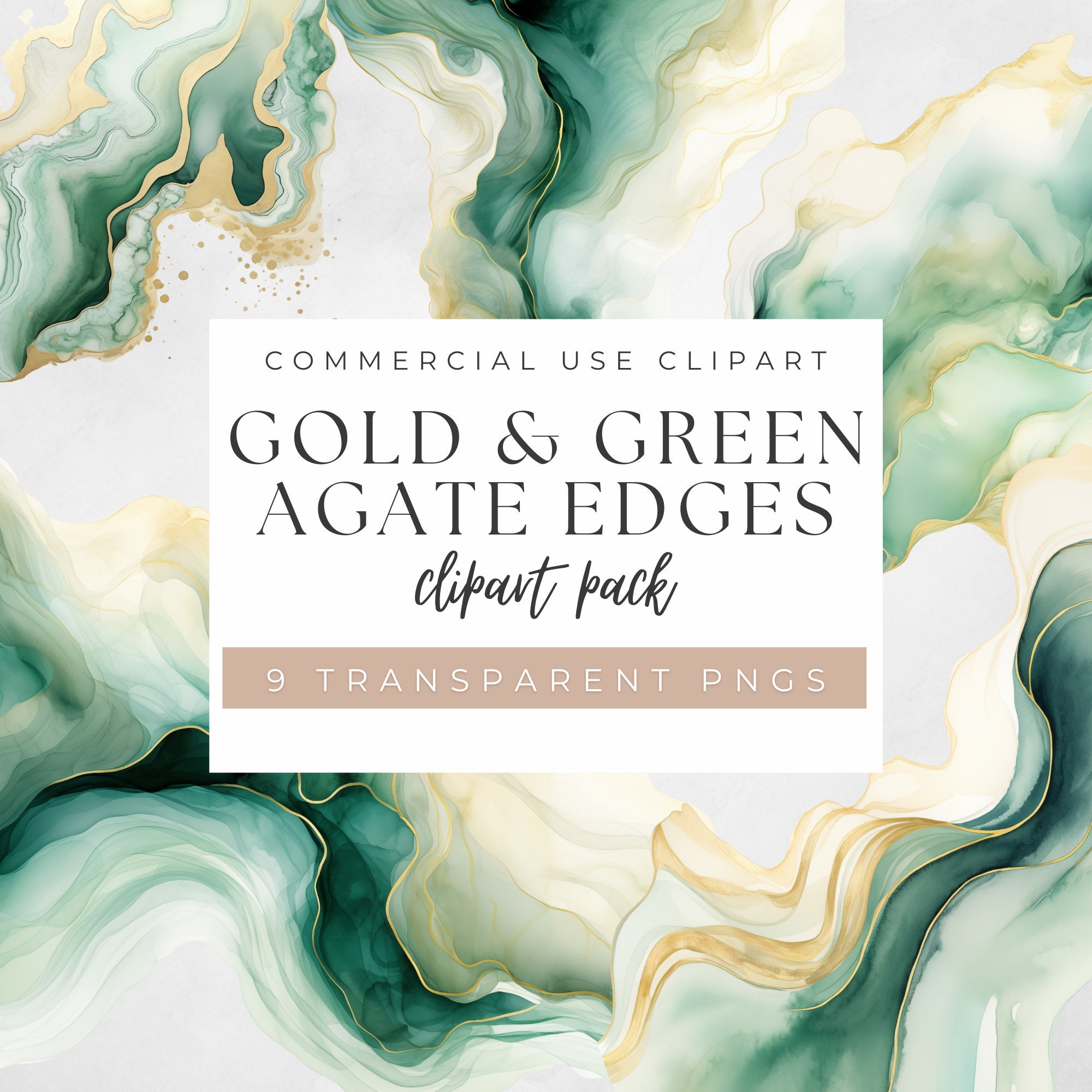 Green and Gold Agate Border | Agate Clipart | Glitter Geode Border ...