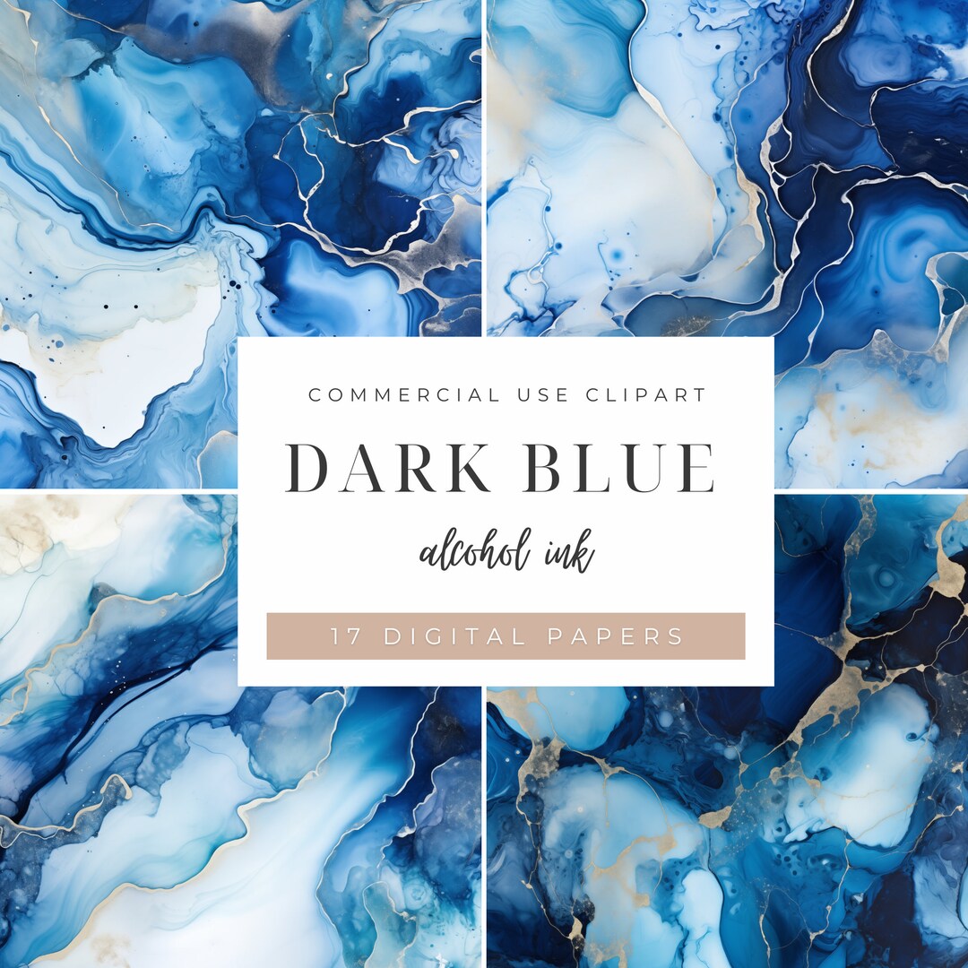 Dark Blue Alcohol Ink Clipart | Liquid Ink PNG | Navy and Light Blue ...