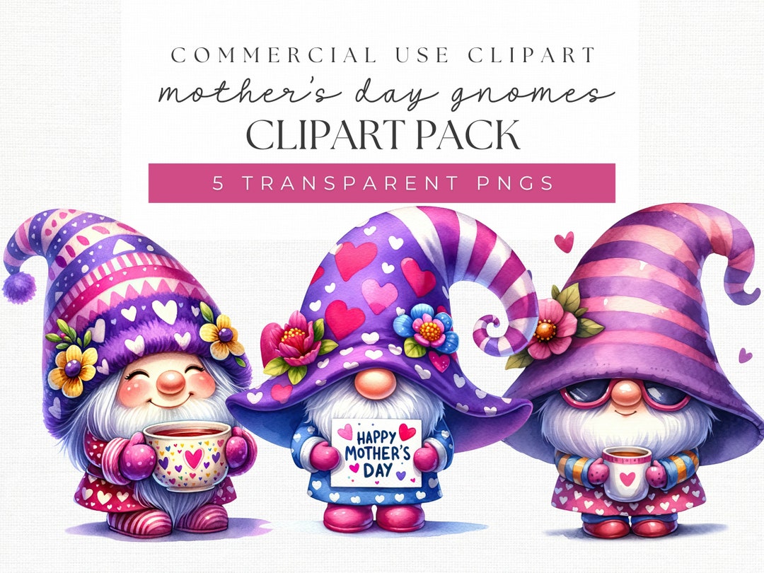 Mothers Day Gnome Clipart | Cute Coffee Gnomes PNG | Watercolor Gnome ...