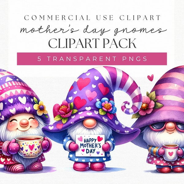 Watercolor Gnomes Clipart - Etsy