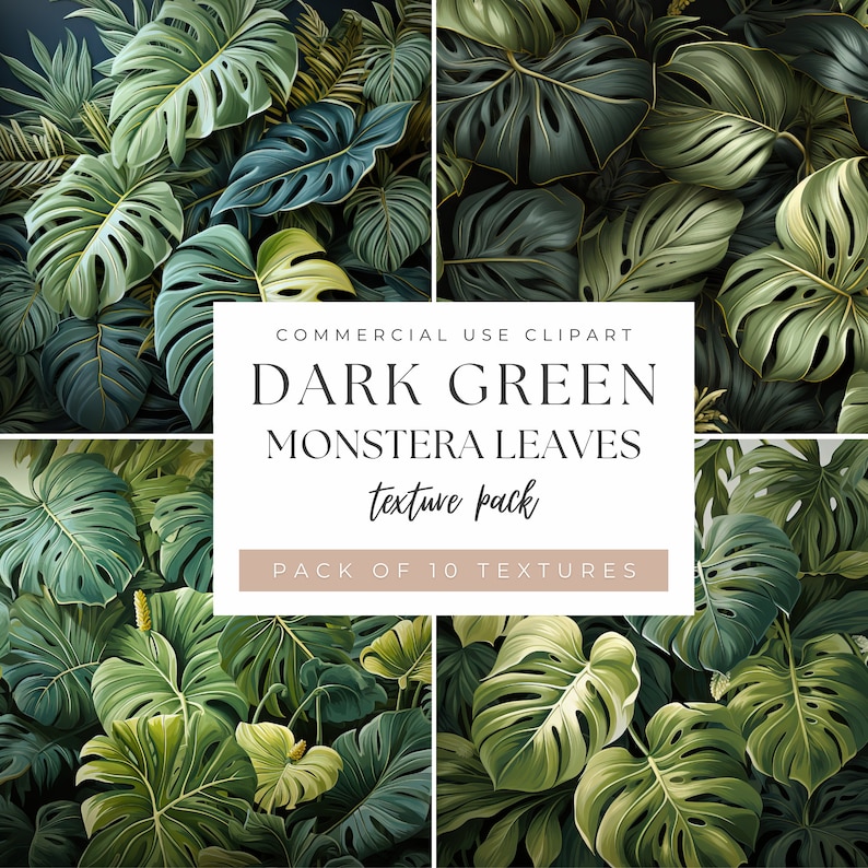 Tropical Leaves Digital Paper | Monstera Leaves Background | Digital ...