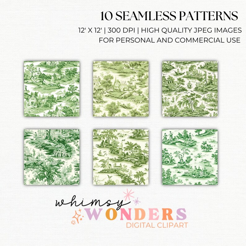 Green Chinoiserie Seamless Pattern | Sage Toile Digital Paper | Olive ...