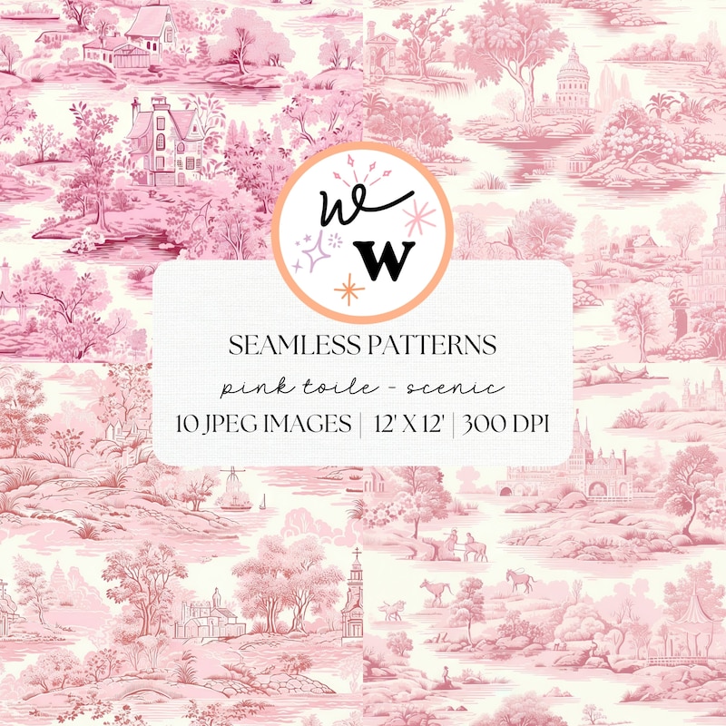 Pink Toile Wallpaper - Etsy