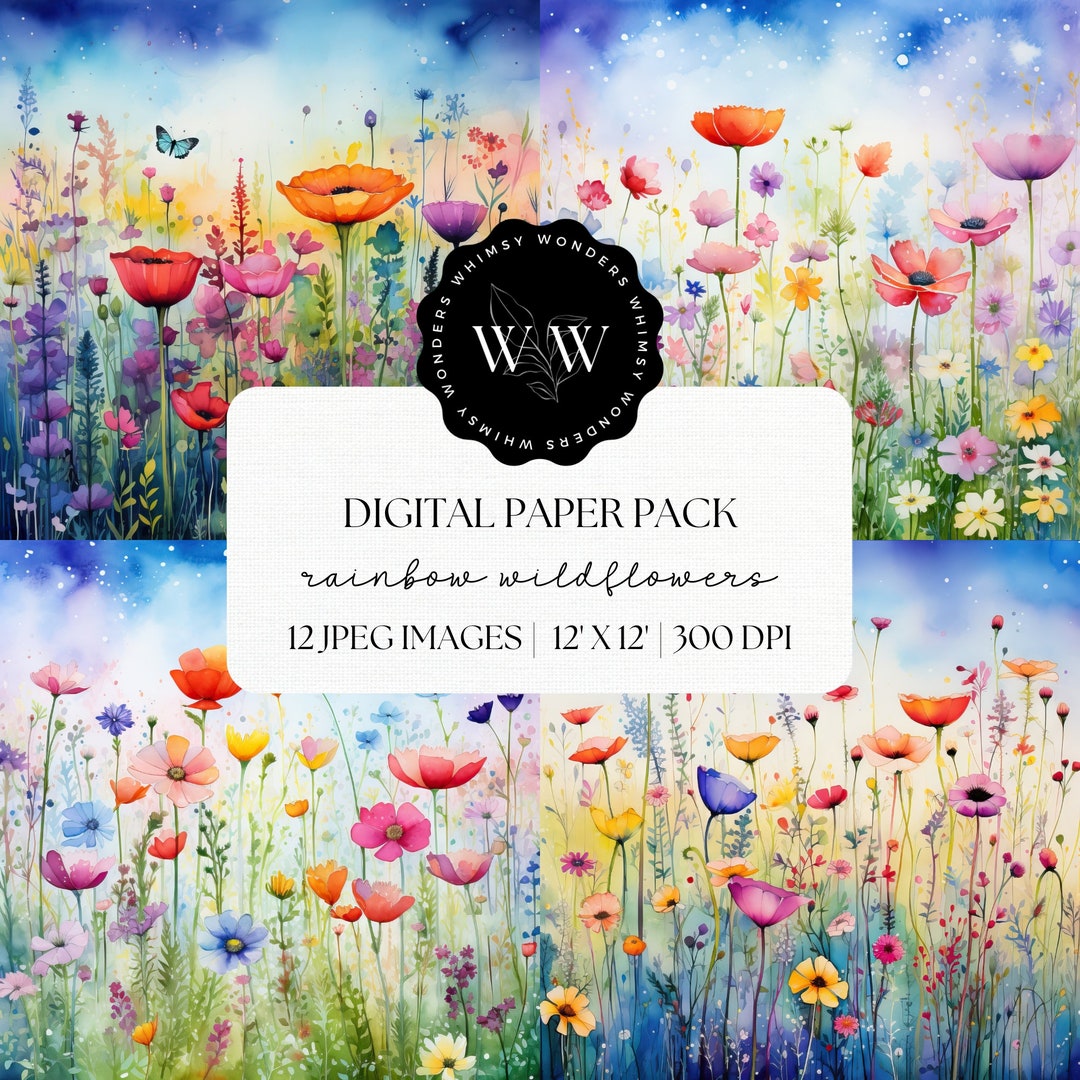 Spring Wildflowers Printable Digital Paper | Scrapbook Paper | Spring ...