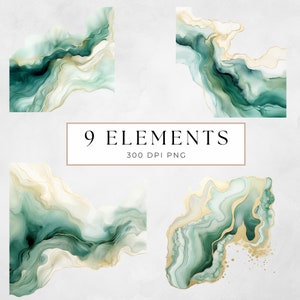 Green and Gold Agate Border | Agate Clipart | Glitter Geode Border ...