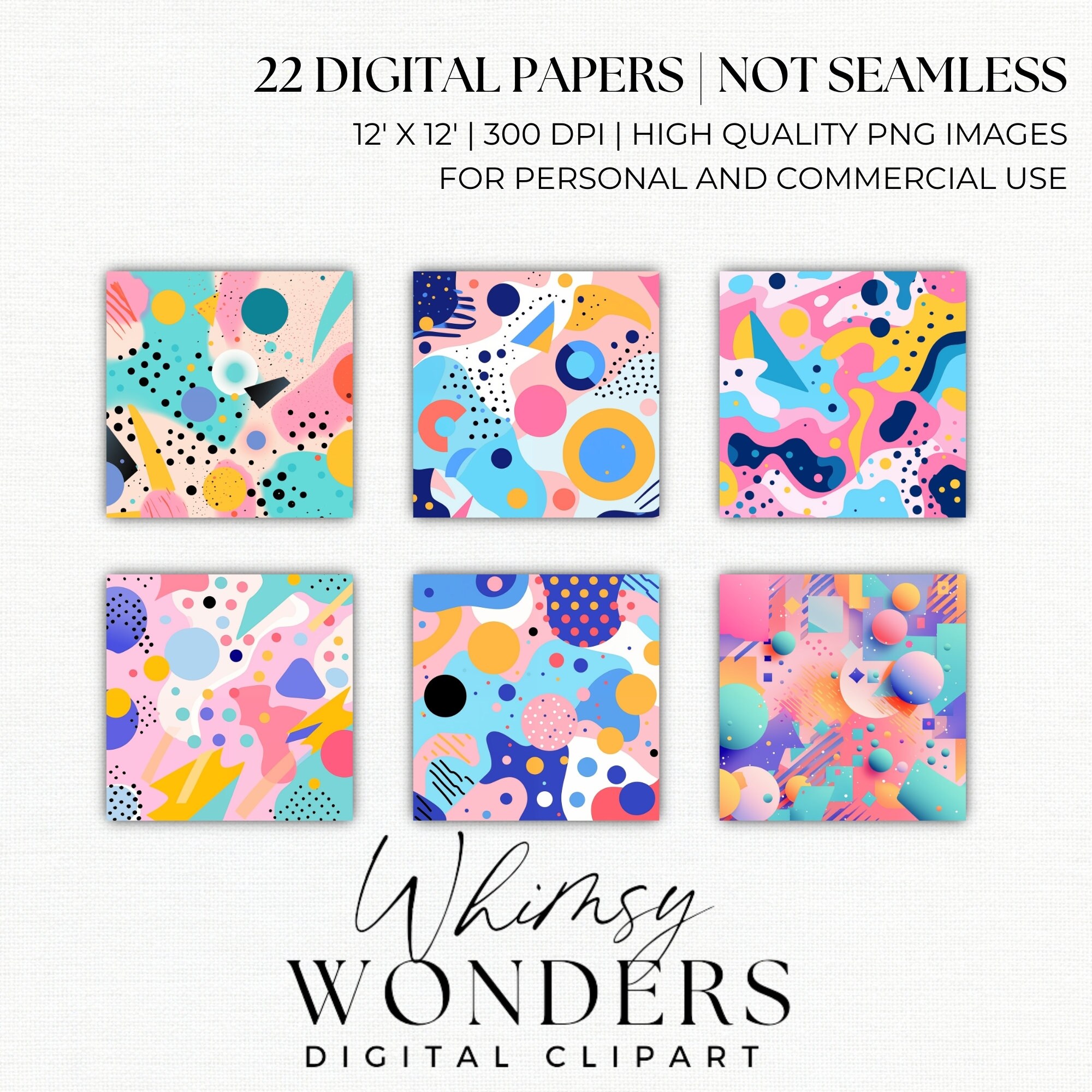 80s Digital Paper 90s Bright Colors Scrapbook Paper Neon Retro ...