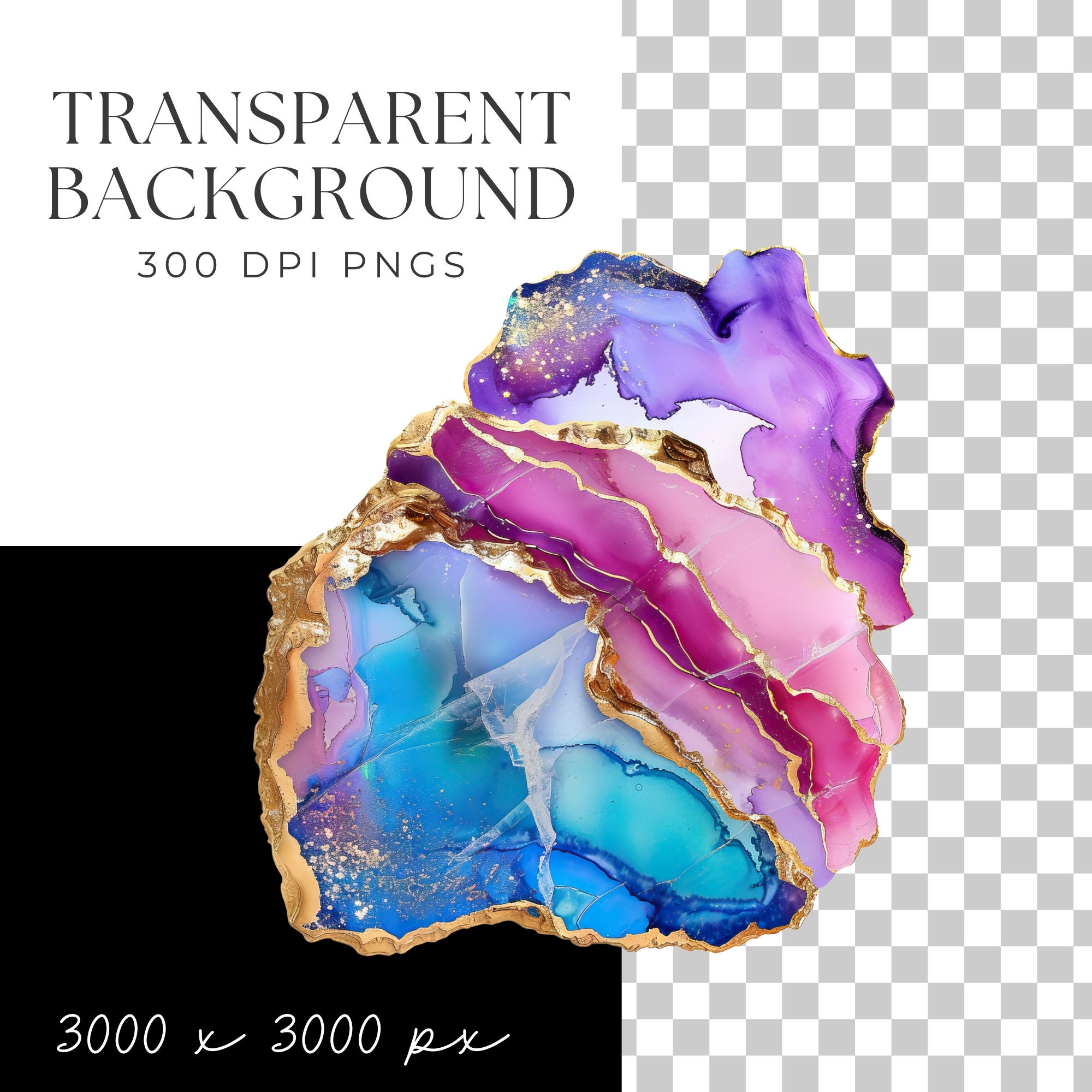 Iridescent Opal Alcohol Ink Geodes Clipart | Watercolor Agate Slices ...