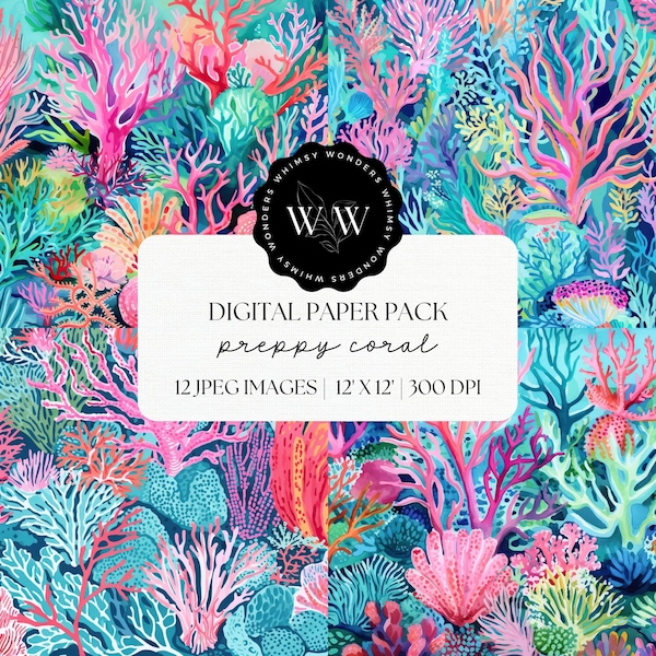 Coral Digital Paper - Etsy